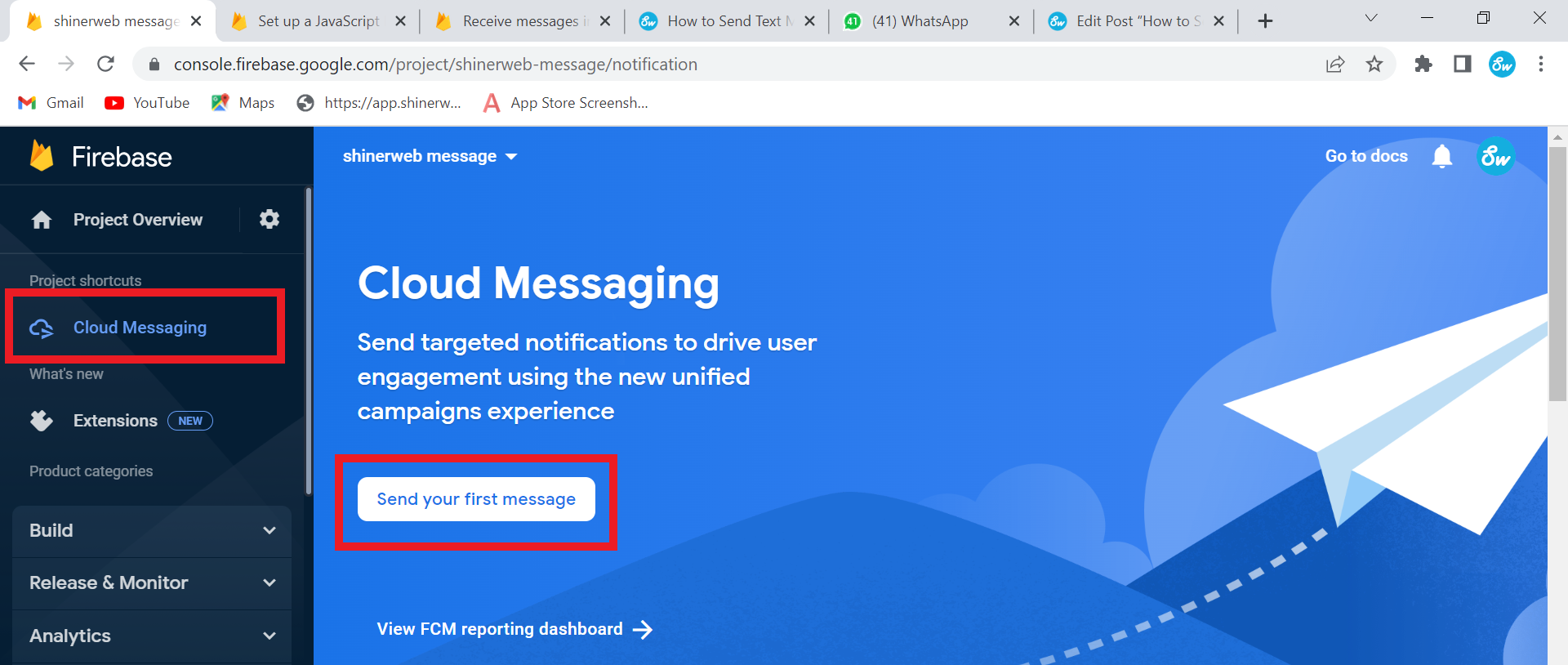 How to Send Text Messages by using Firebase - Shinerweb